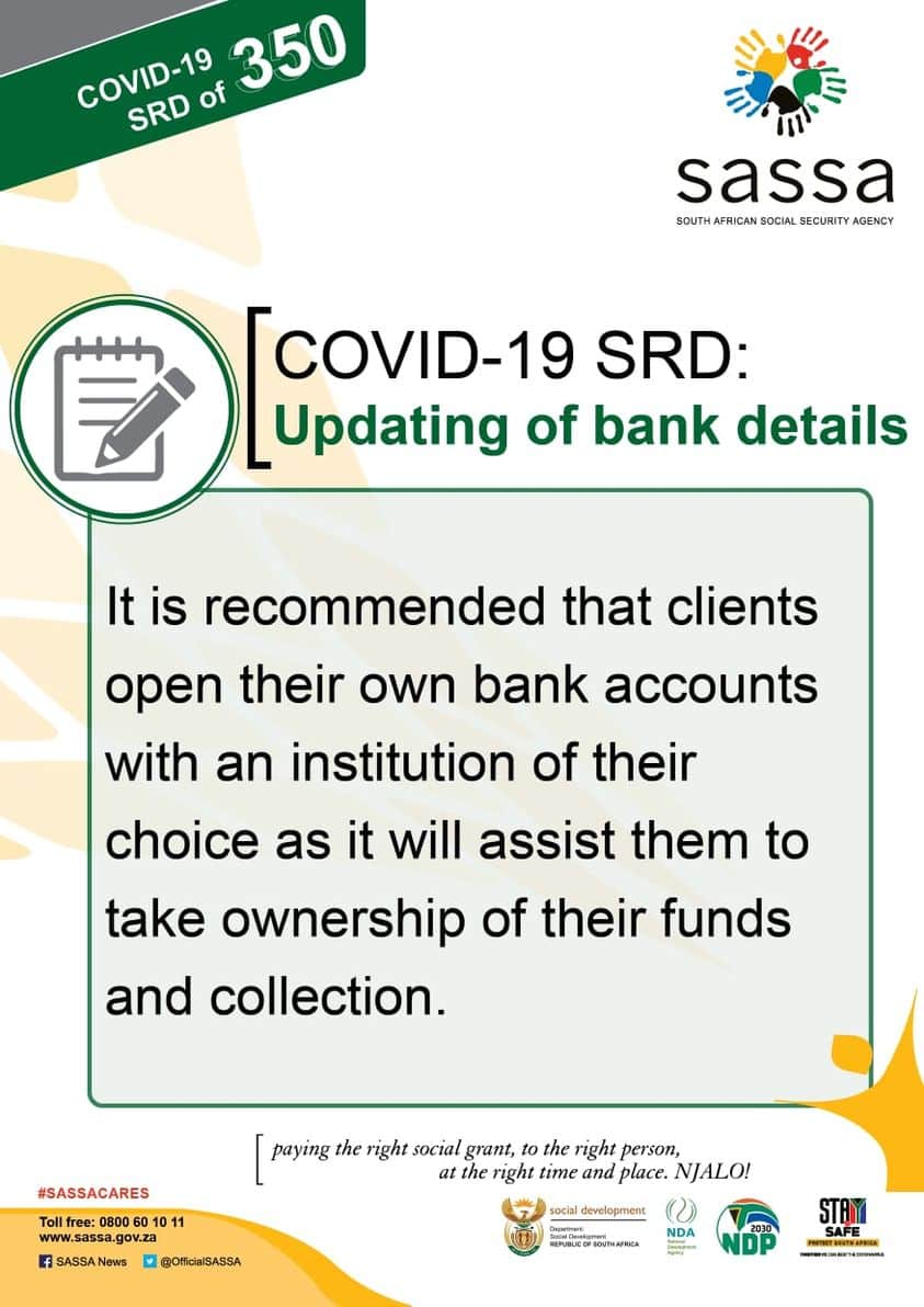 COVID-19 SRD R370 grant- It is recommended that clients open their own ...